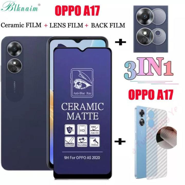 Oppo A17 3-in-1 Combo Pack (Full Screen Protector Ceramic Matte +Back ...