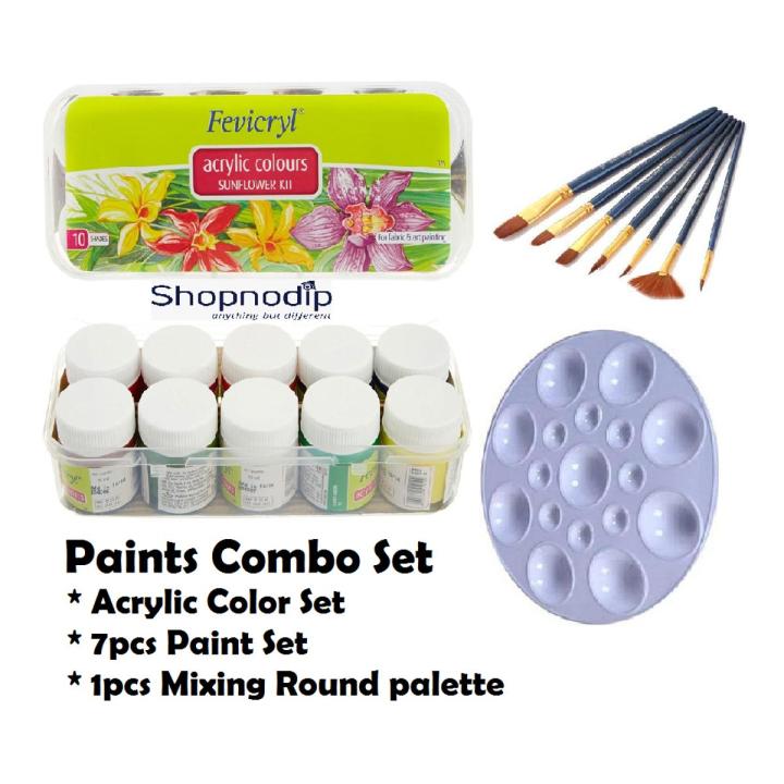 Combo Acrylic Paint Color and Brush Set | Daraz.com.bd