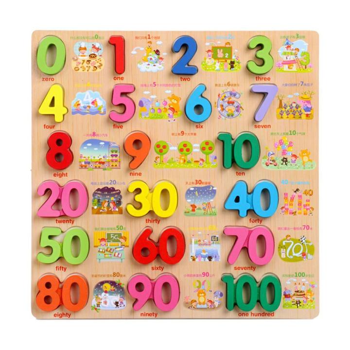 Wooden Colorful 3D Alphabet Math Number Puzzles Board Educational ...