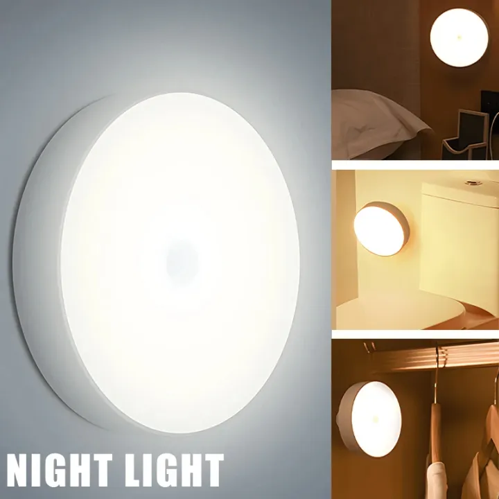 LED PIR Motion Sensor Light Rechargeable Small USB NightLlight Bedroom ...