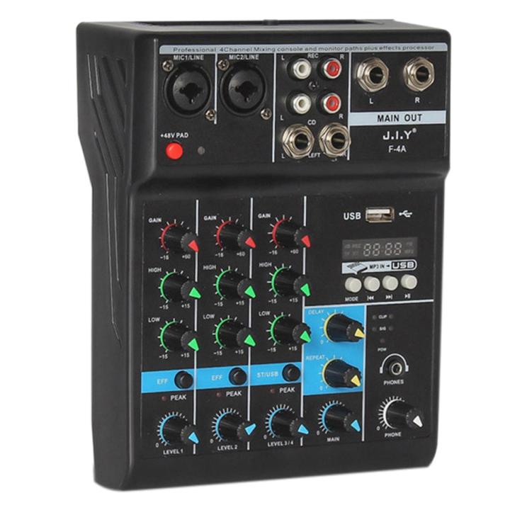 4 Channel Bluetooth Mixer Audio Mixing DJ Console with Reverb Effect ...