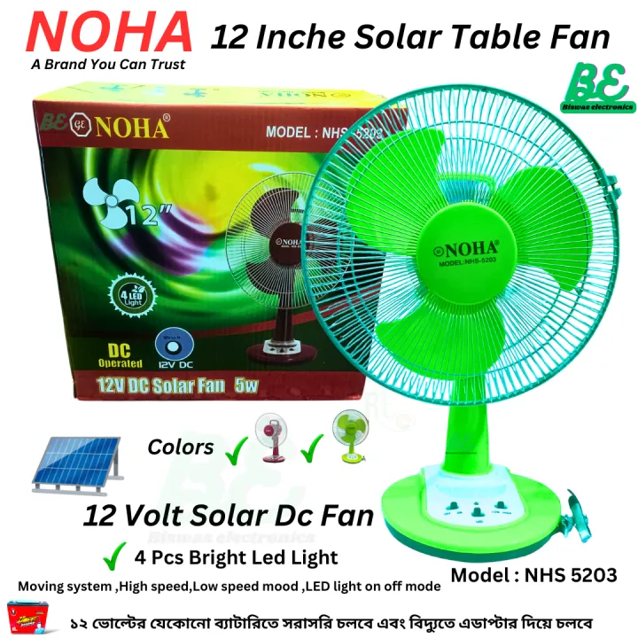 Noha solar Dc fan 12 inche/12 volt 12 Inche solar DC fan/ Non ...