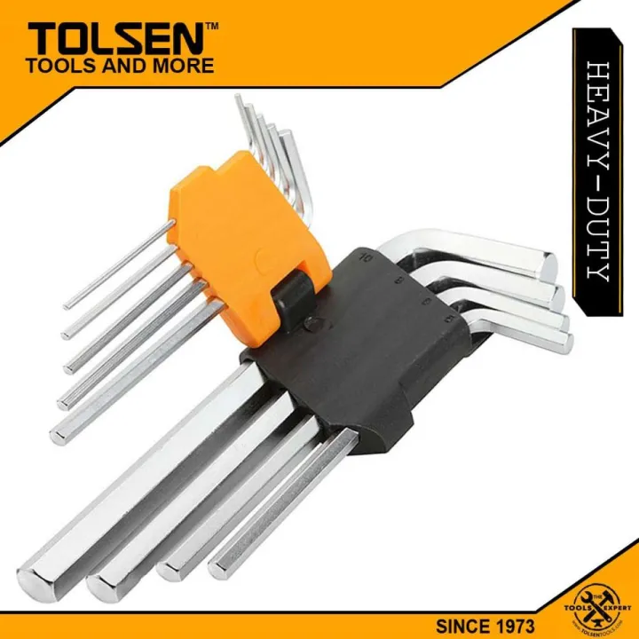 TOLSEN 9Pcs Long Arm Hex Key Set Allen Wrench (1.5/2/2.5/3/4/5/6/8/10mm ...