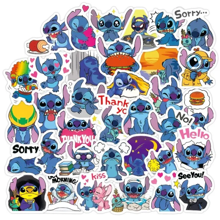 Disney 50pcs Stitch Cartoon Interstellar Baby Stitch Sticker Car ...