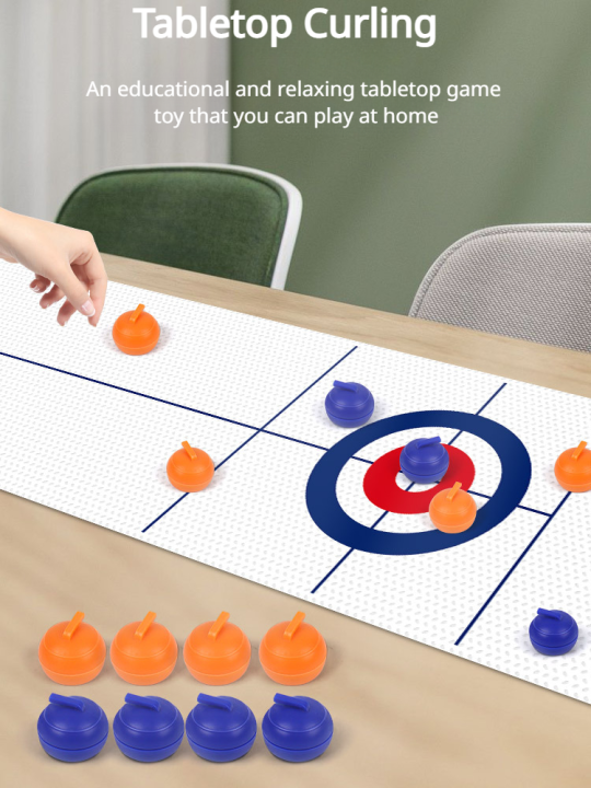 Family Fun Board Games for Kids Adults: Tabletop Curling Game with 8 ...