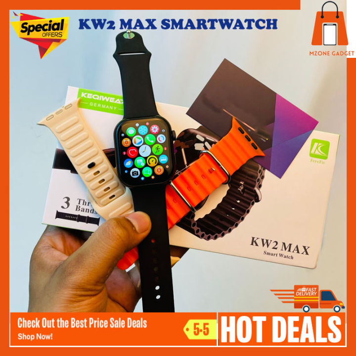 KW2 Max Smartwatch Curved Display 3 straps | Daraz.com.bd