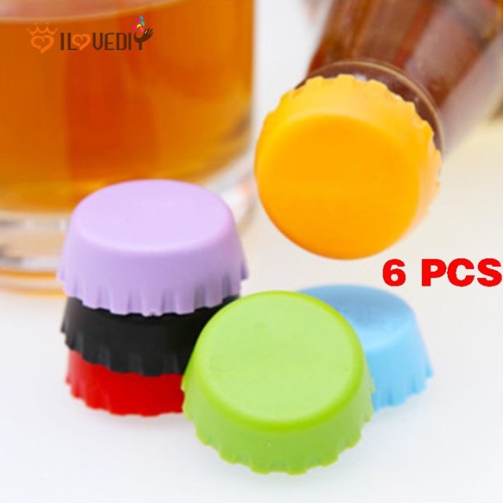 6 Pcs Candy-colored Silicone Wine Bottle Caps Dustproof and Leak-proof ...