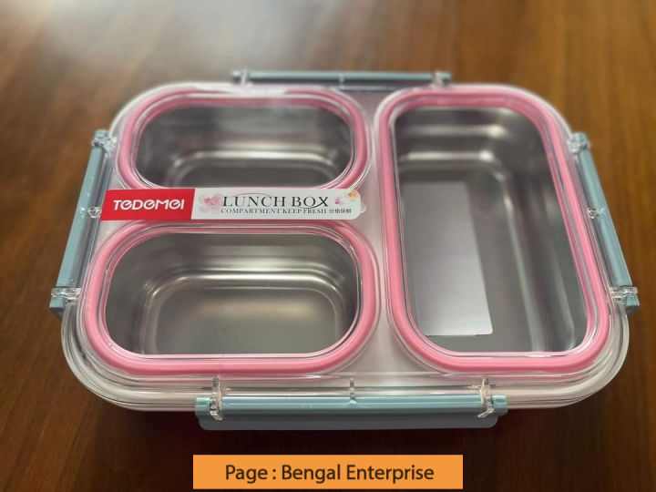 Stainless steel tiffin box/350 ml capacity/3 chamber box/air tight ...