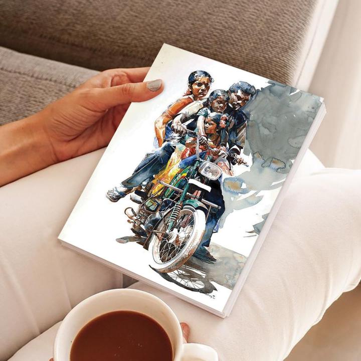 Bike Painting A4 Size Modern Notebook Sketchbook Student Stationery By ...