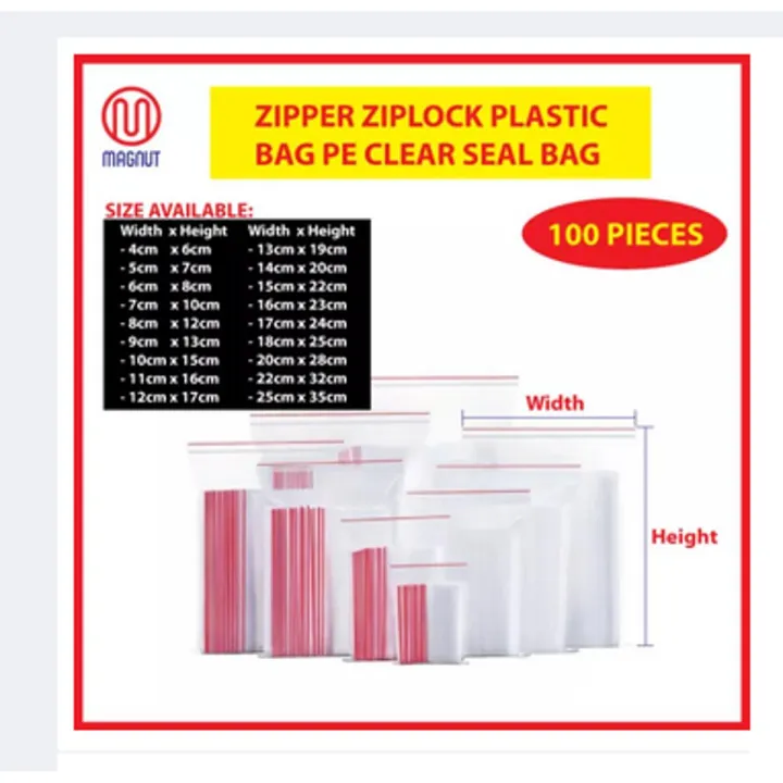 100 Pieces/Plastic Zipper Bag/Zip Lock Bag/Zip Bag/Seal Zipper Zip Lock ...