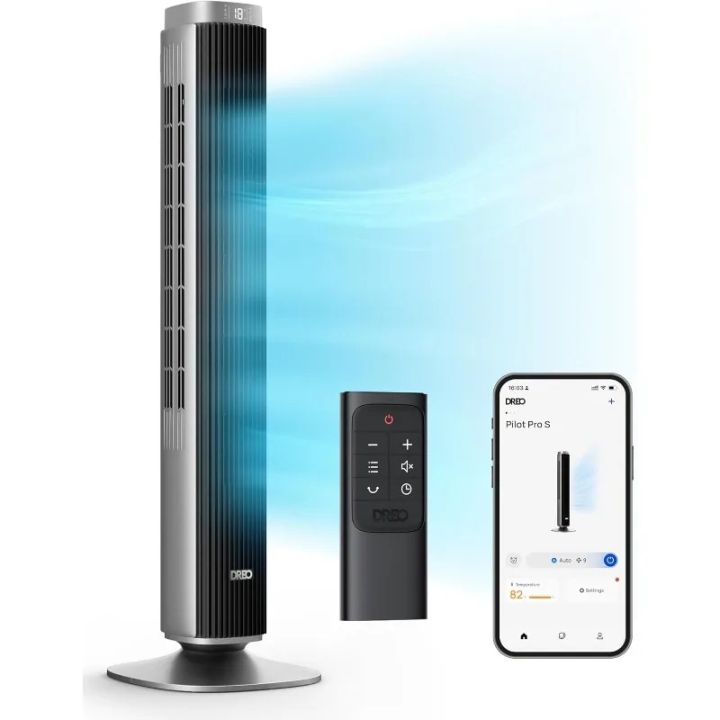 Dreo Tower Fan Smart Voice Control, 25 DB Quiet DC Portable Bladeless ...