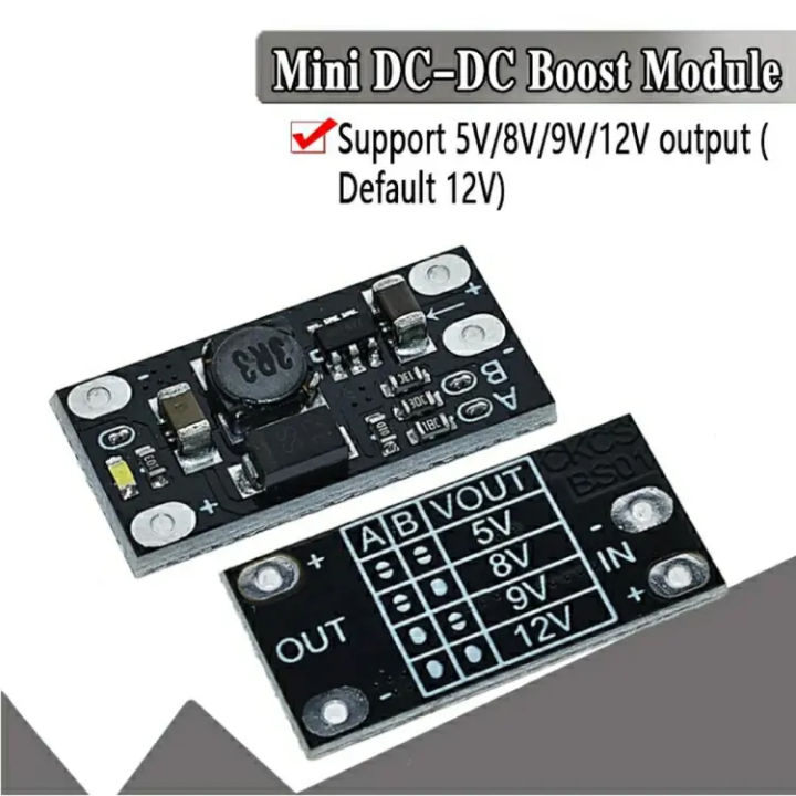 Mini DC-DC Boost Step Up 3V 3.2V 3.3V 3.7V 5V 9V to 12V Voltage ...