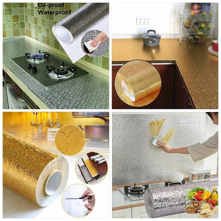 Kitchen Wall Stickers Paper Oil-proof Waterproof Aluminum Foil Sticker ...