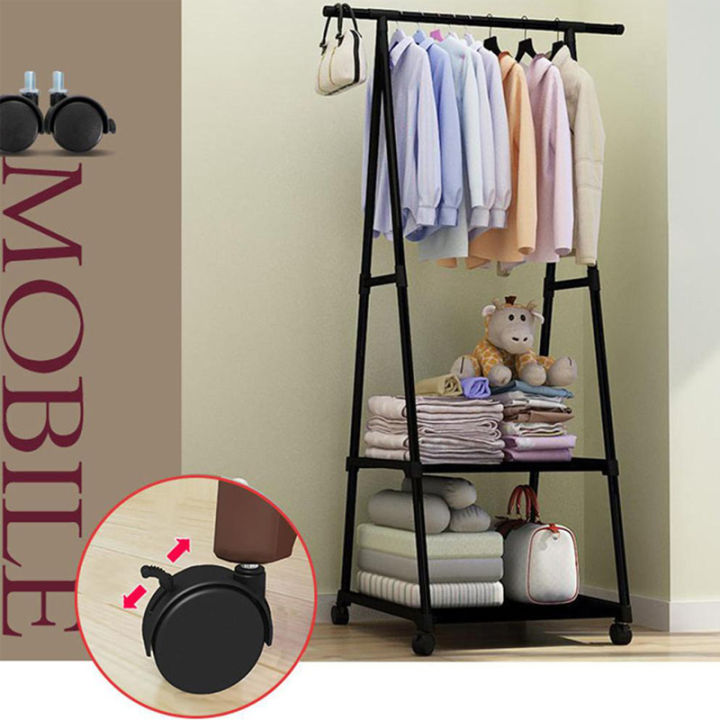 Triangle Movable Clothing Shelf Coat Rack Removable Bedroom Clothes ...