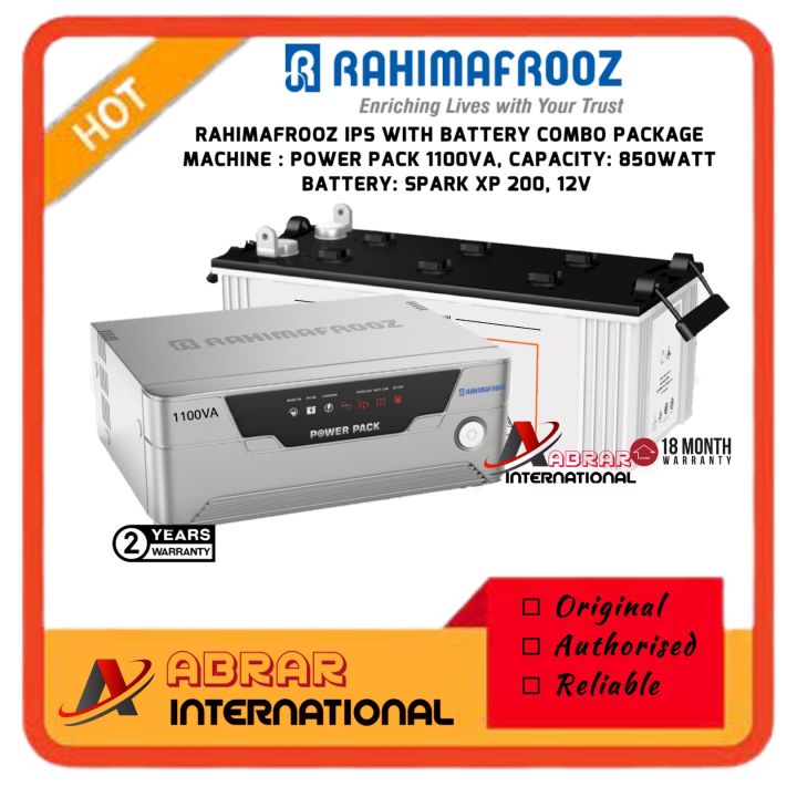 RAHIMAFROOZ IPS 1100 VA WITH SPARK 200 AH BATTERY PACKAGE | Daraz.com.bd