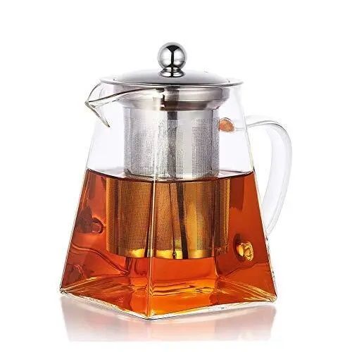 900ml Square Glass Teapot with Heat Resistant Stainless Steel Infuser ...