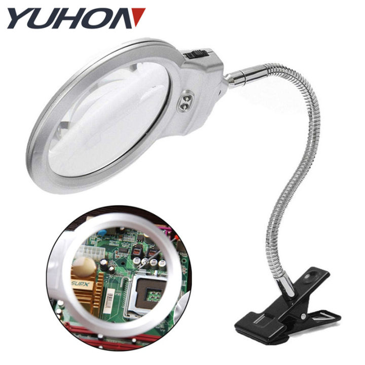 Foreign trade wholesale magnifying glass clip-on with LED light metal ...