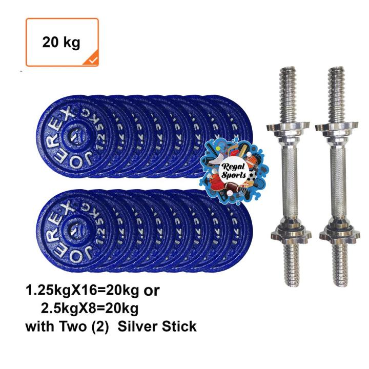Dumbbell Combo 1 - Blue Plates With Two Silver Stick (20 kg) | Daraz.com.bd
