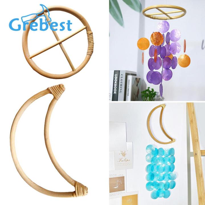 Grebest Wind Chime Circle Bamboo Pure Color Living Room Wind Chime ...