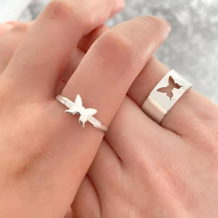 Cute Butterfly Ring Butterfly Jewelry His and Her Couple Promise Rings ...
