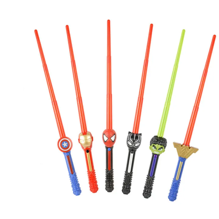 LED Light Sound Superhero Sword Figurines Hulk Black Panther Thanos ...