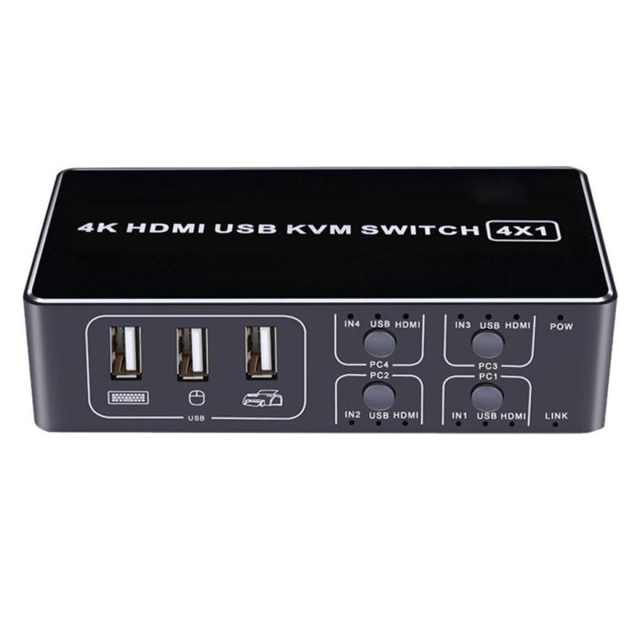 4 Port KVM Switcher Pc monitor 4K Connector HDMI-compatible usb ...