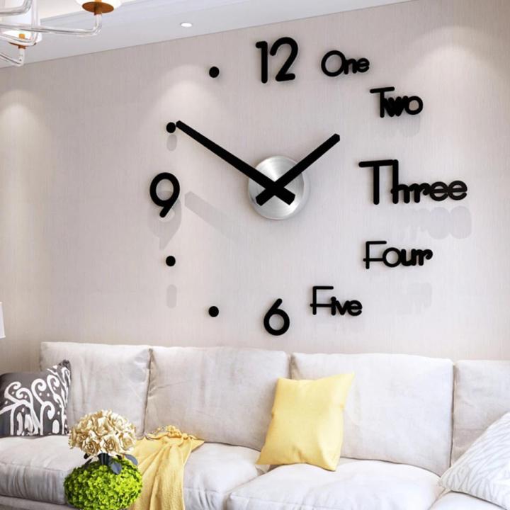 DIY Digital Wall Clock 3D Sticker Modern Design Large Silent Clock ...