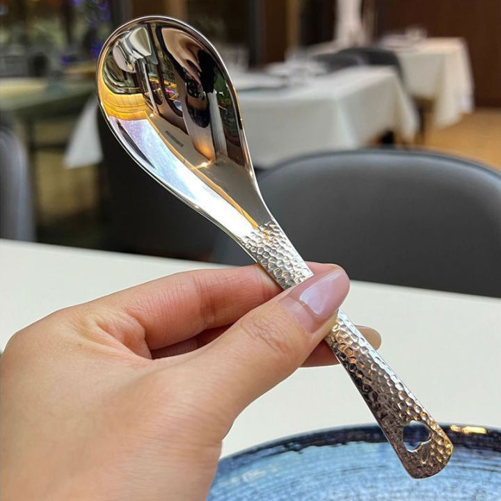 Stainless Steel Spoon With Handle Hole Long Handle Soup Spoon Round ...