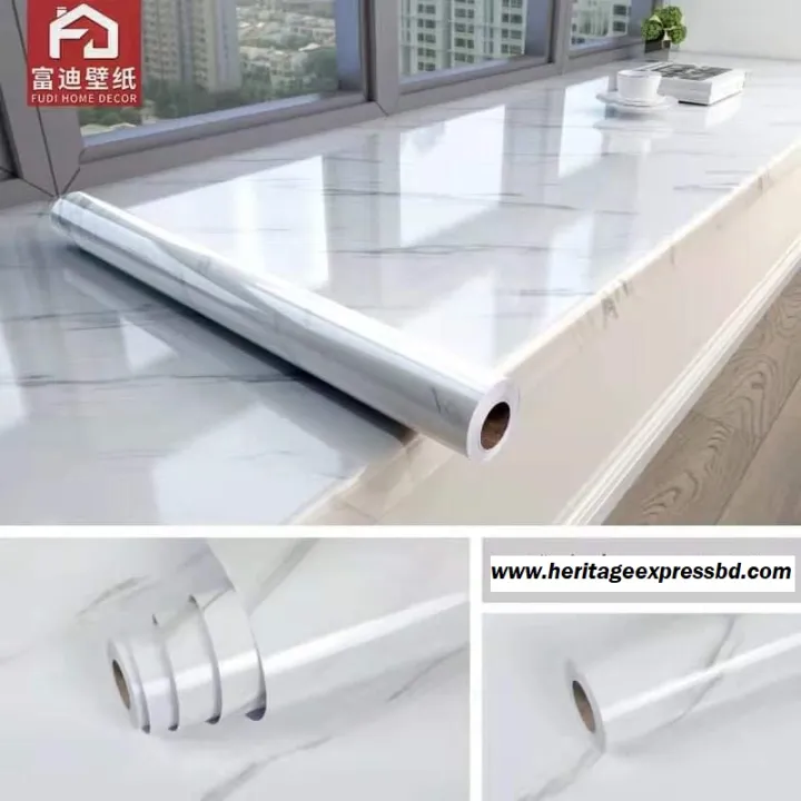 Kitchen OIL Resistance White Marble Paper ( Length 10 Feet & width 2 ...