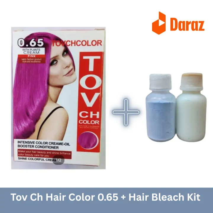 Tov Ch Hair Color Cream Pink + Hair Bleach Kit Ready To Apply 1Pair ...