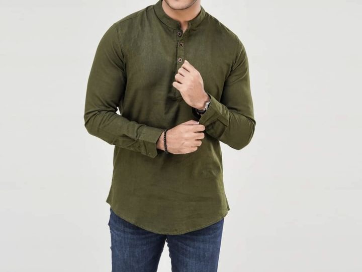 Olive Elegance - Stay on Trend with Men's Olive Colour Katua - A Formal ...
