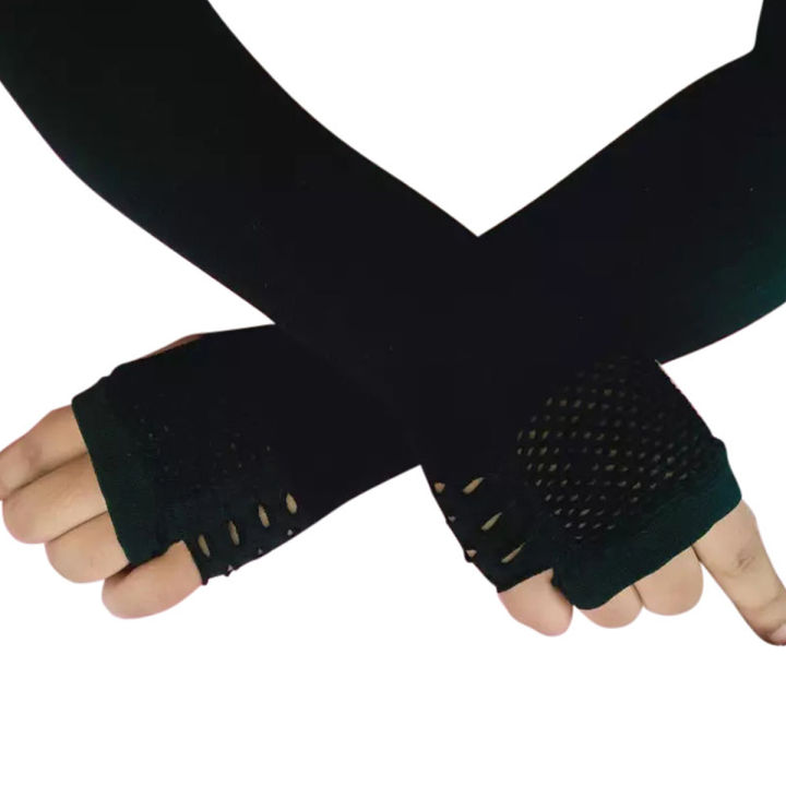 Women Fingerless Hand Gloves 1 Pair Black Color - Stay Warm And Stylish ...