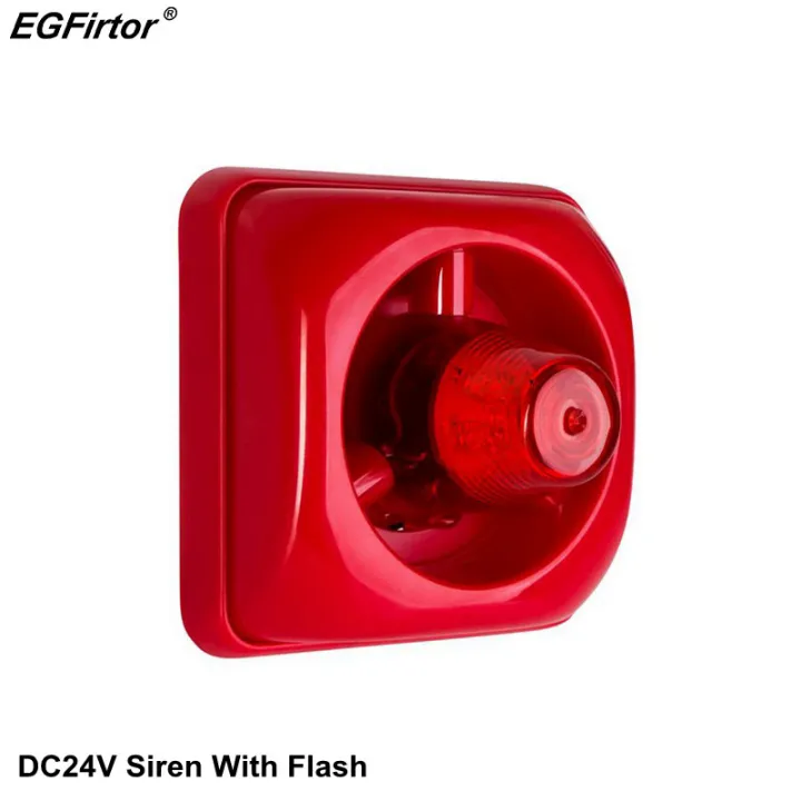 Security Alarm DC24V Alarm Siren With Flashlight 100dB Sounder Fire Siren With Strobe For ...