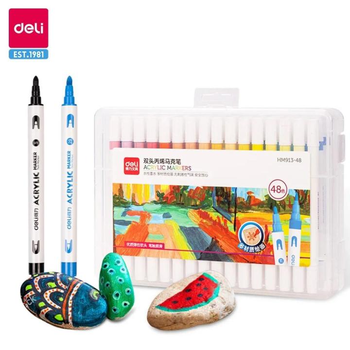 【Fast and Free Delivery】 12/24/36/48 Color Permanent Markers Double ...