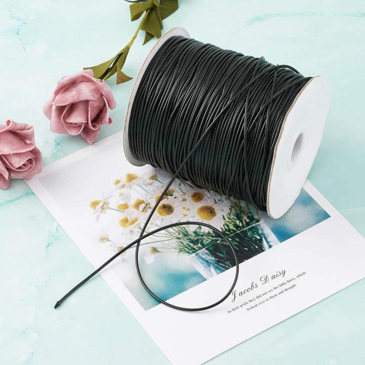 1 mm black waxed polyester cord thread (black) for making Bracelet ...