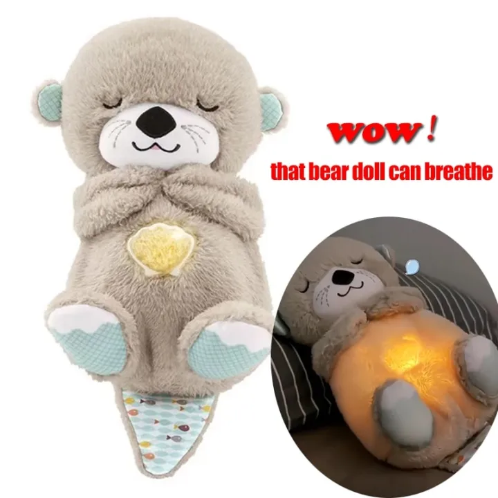 Breathing Bear Baby Soothing Otter Plush Doll Toy Baby Kids Soothing ...