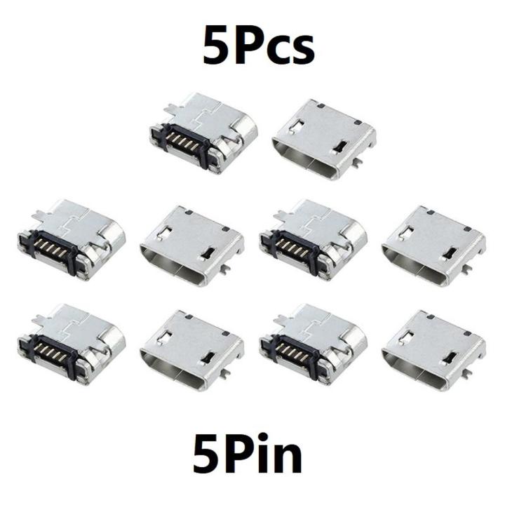 5Pcs- Micro USB Female Socket Type-B 5Pin DIP SMT SMD Power Jack ...
