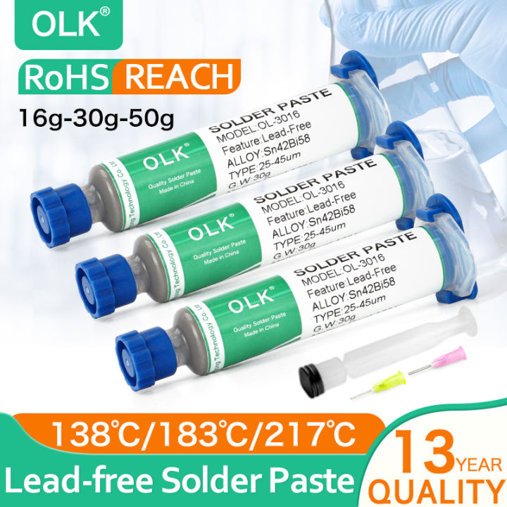 OLK Lead-Free Medium High Low Temperature SMD Solder Paste BGA LED No-Clean Phone Repair Welding ...