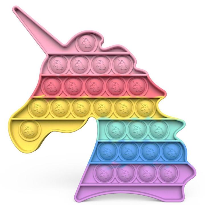 Rainbow Push Pop Fidget Toy Anxiety Relieve Stress Bubble Sensory ...
