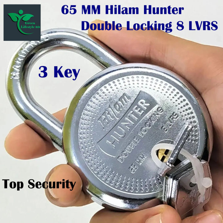 HUNTER STEEL TALA 65 MM Padlock 3 keys for Heavy Duty / 8 Lever ...