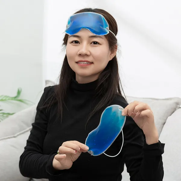 1 Pcs Relaxing Gel Large Eye Mask (Blue) with Strap-on Sleeping Cooling ...