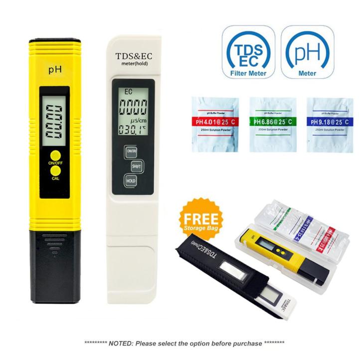 Portable PH Meter + Digital LCD Water Purity TDS EC Meter Temperature ...