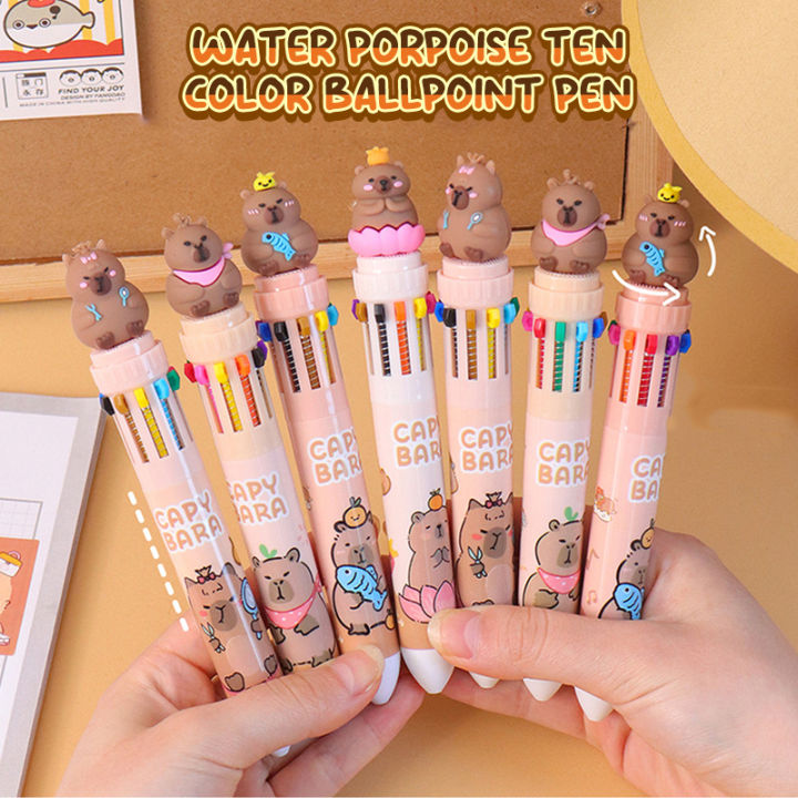 【Sell-Well】 Cartoon Capybara Ten Color Ball Pen Ballpoint Pen ...
