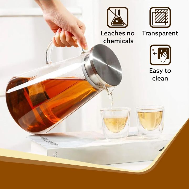 High Borosilicate Glass Jug Pitcher GPB28 – Transparent 1800ml Round ...