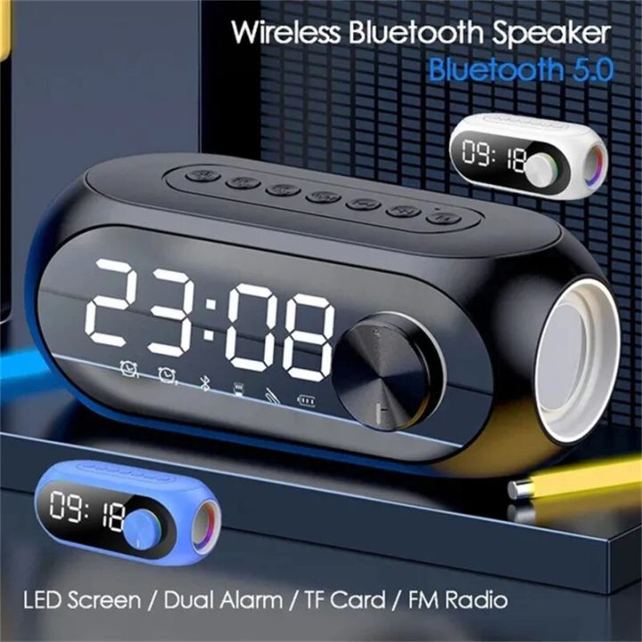 S8 Wireless Bluetooth Speaker Mirror Clock HD Led Multifunction Stereo ...