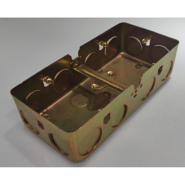 Two Gang Steel Junction Box For Electrical Wiring Round Edge Yellow ...