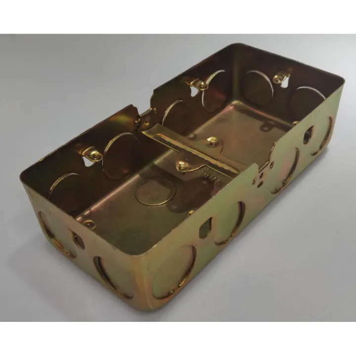 Two Gang Steel Junction Box For Electrical Wiring Round Edge Yellow ...