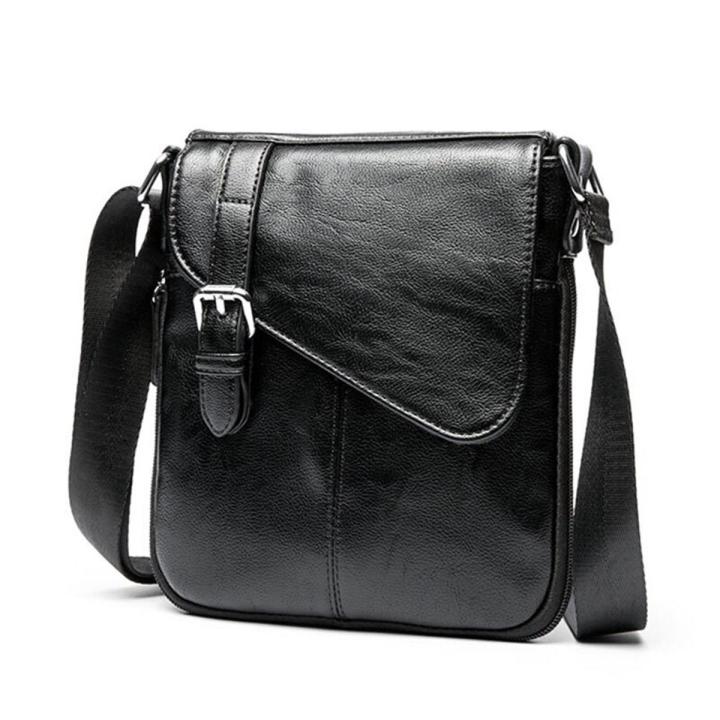 GLMAHUA Vintage Men's Crossbody Bags Brown Leather Man Messenger Bags ...