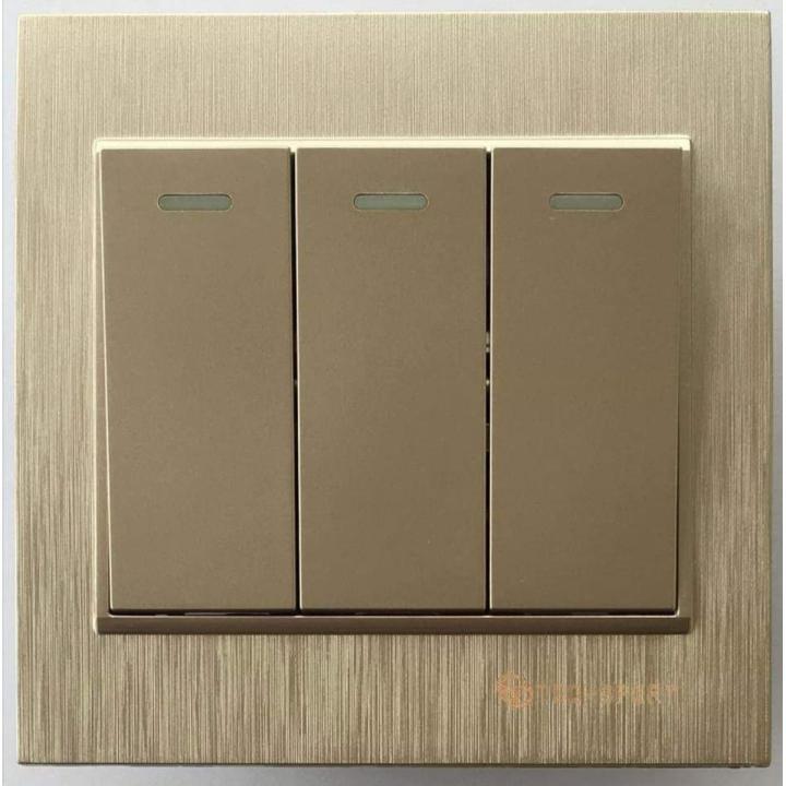3 Gang 1 Way Switch Golden Color | Daraz.com.bd