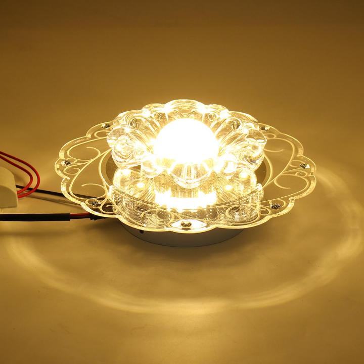 5W Lotus Crystal LED Ceiling Light Fixture Aisle Hallway Pendant Lamp ...